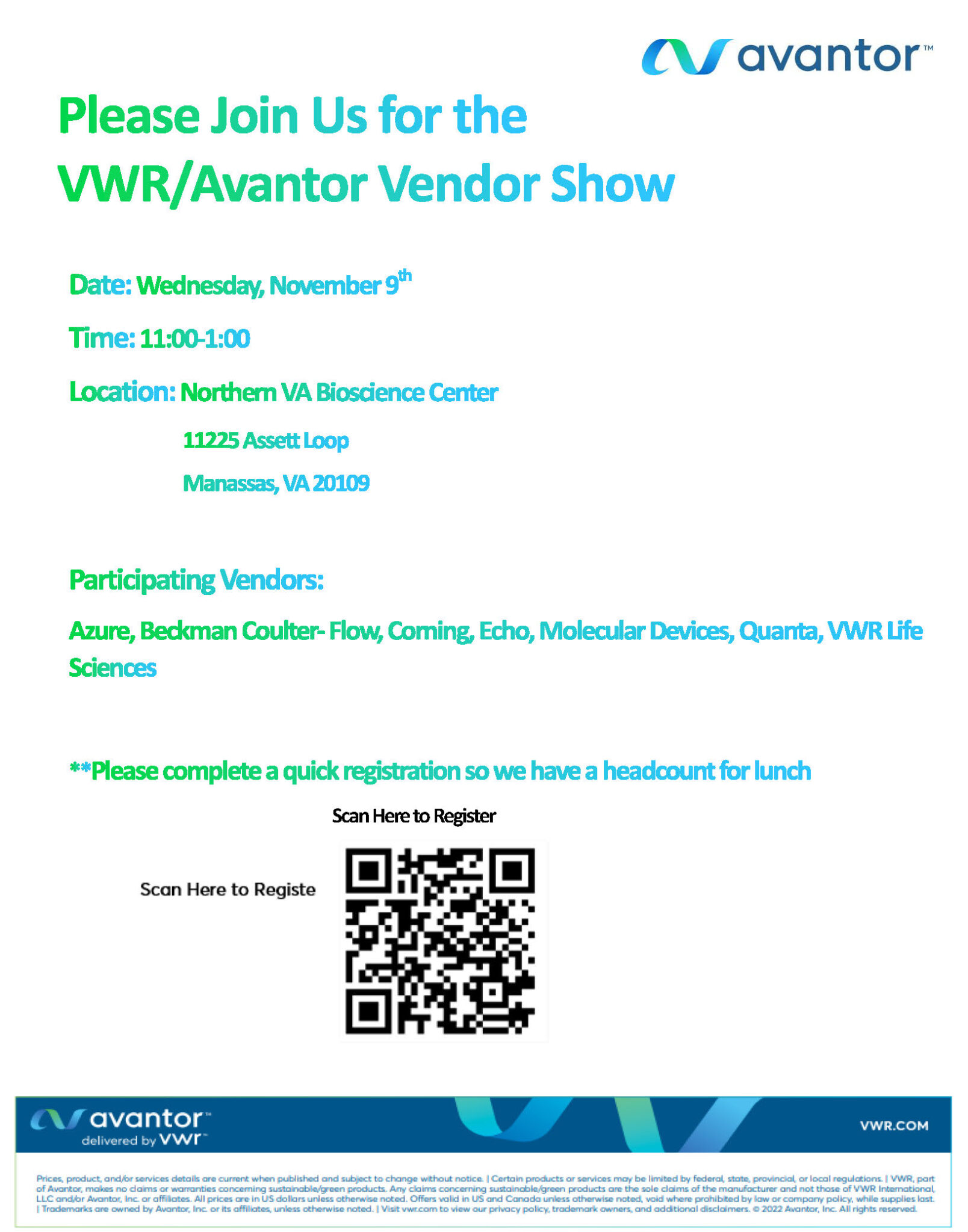 Avantor Life Sciences Show-Northern Virginia | VirginiaBio